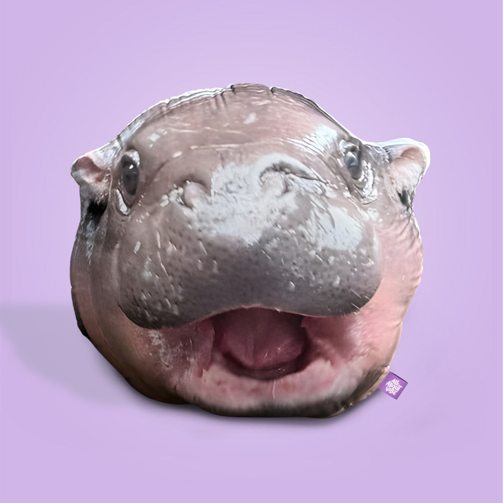 Moo Deng Pygmy Hippopotamus Pillow – All About Vibe