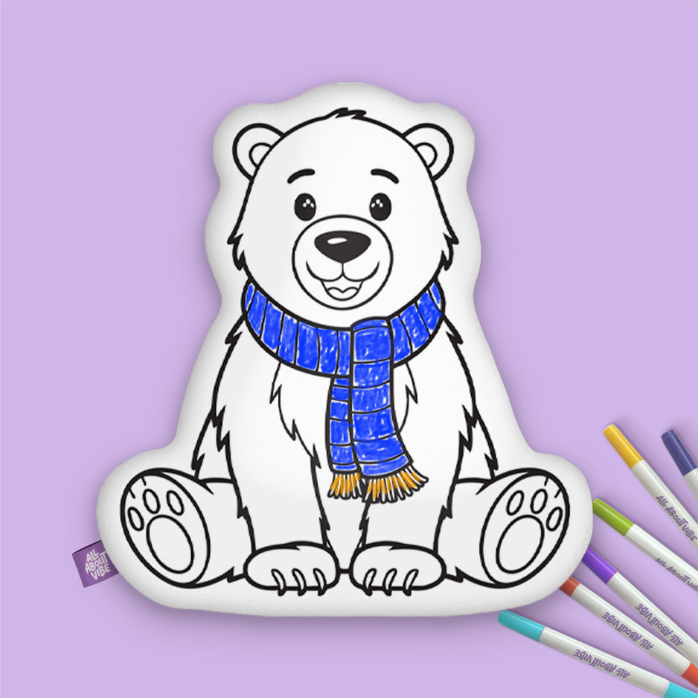 Color Your Own Polar Bear Pillow | Winter Craft Gift | All About Vibe