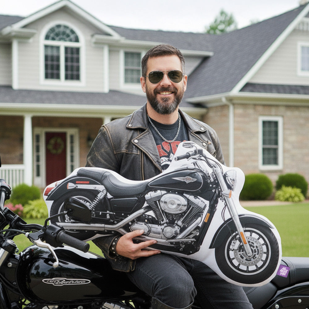 Custom Shaped Motorcycle Pillow | Personalized Biker Gift | All About Vibe